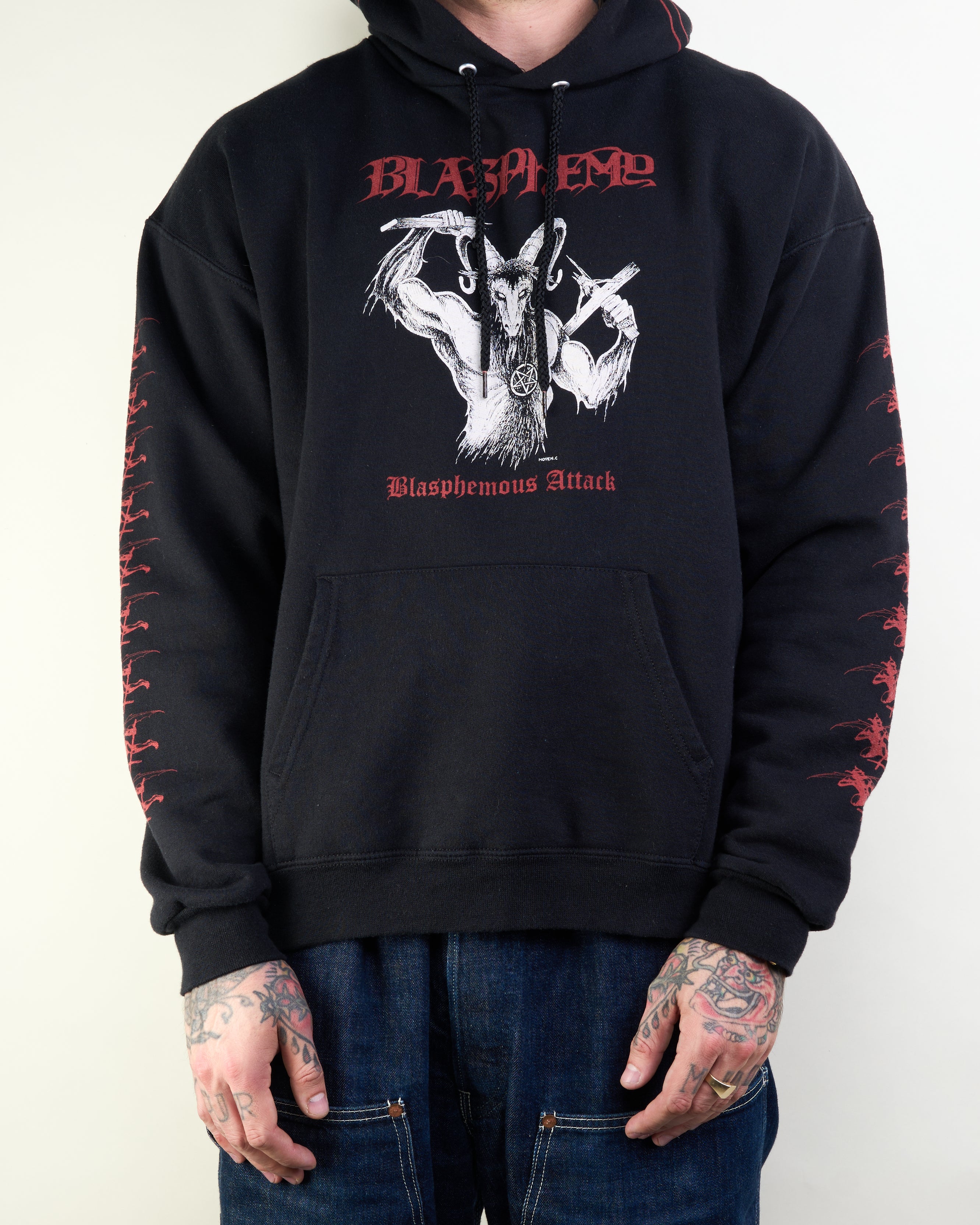 Vintage 90’s Blasphemy Black Metal Skinheads Hoodie – Mills Vintage USA